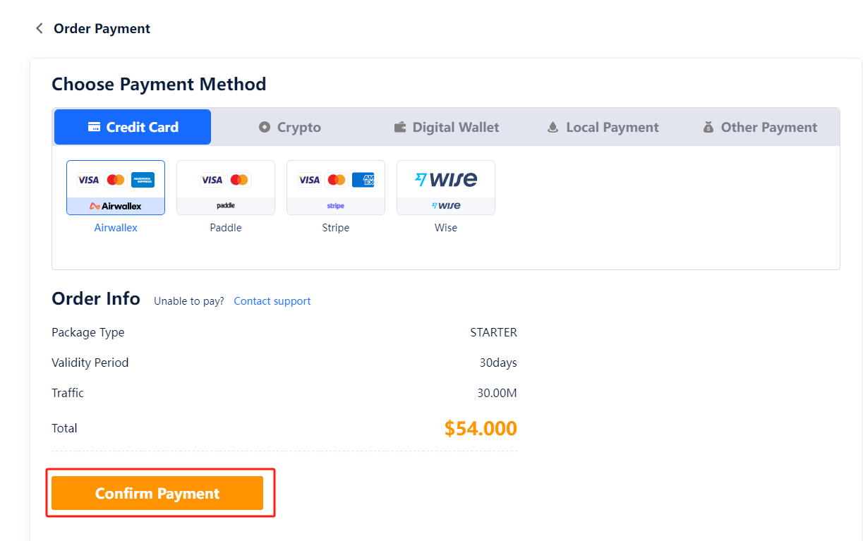 Residential proxy plan - NaProxy