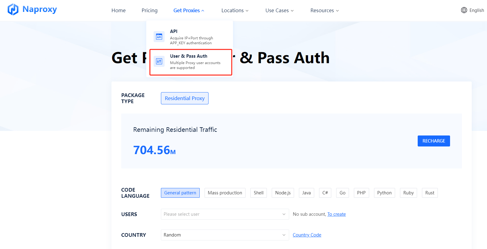 Residential proxy plan - NaProxy